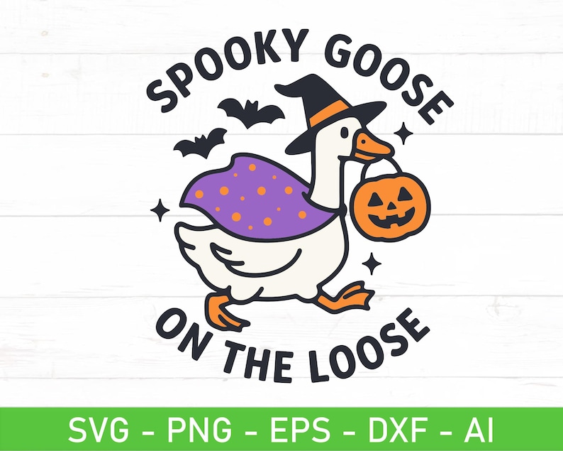 Spooky Goose on the Loose SVG PNG – Funny Halloween Goose With Witch ...