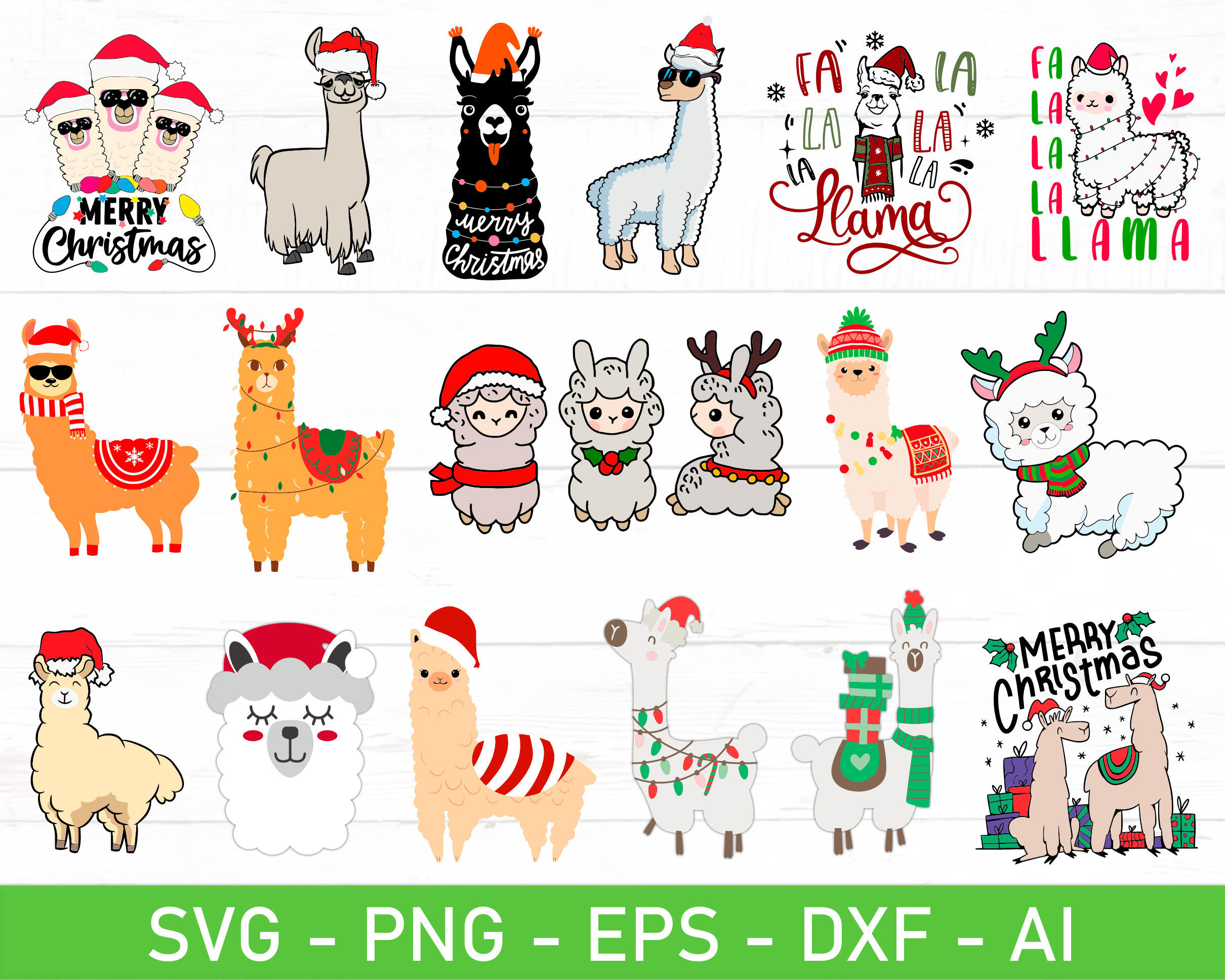 Christmas Llamas SVG Bundle Christmas Llama Svg Fa La La La - Etsy