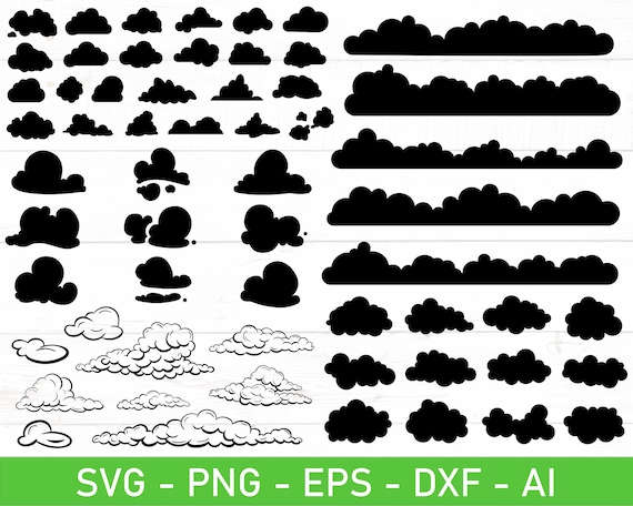Clouds Bundle Svg Cloud Cut File Clouds Silhouette Cloud | Etsy