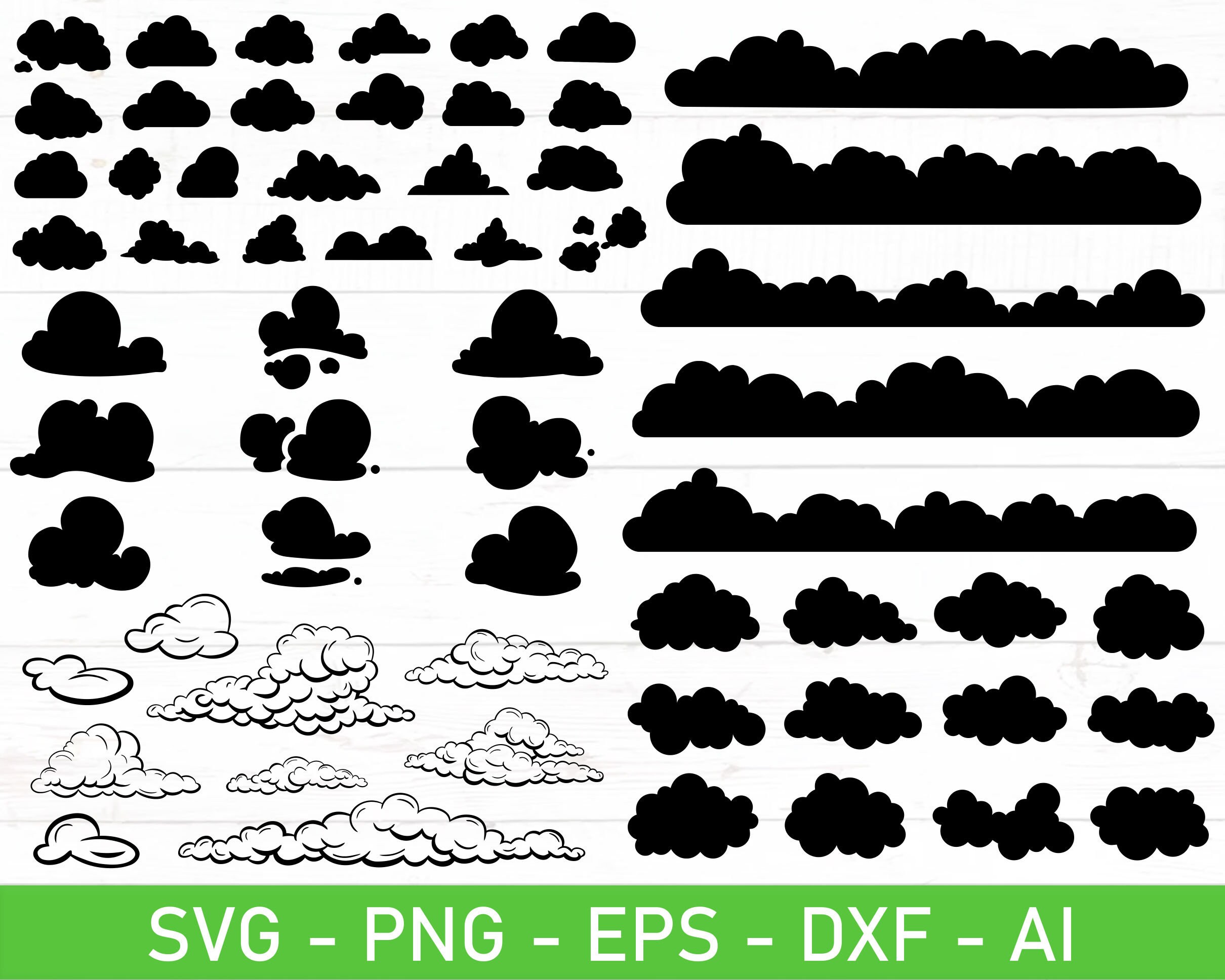 Clouds Bundle Svg, Cloud Cut File, Clouds Silhouette, Cloud Clip Art ...