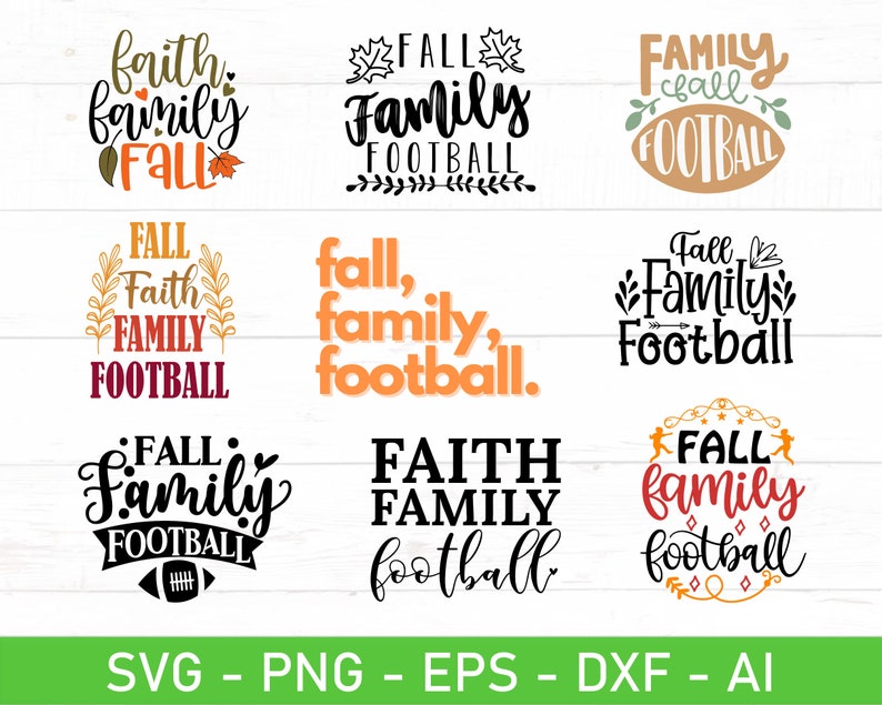 Fall Family Football SVG Bundle, Eps, Dxf, Ai, Png, Files for Cricut - Etsy