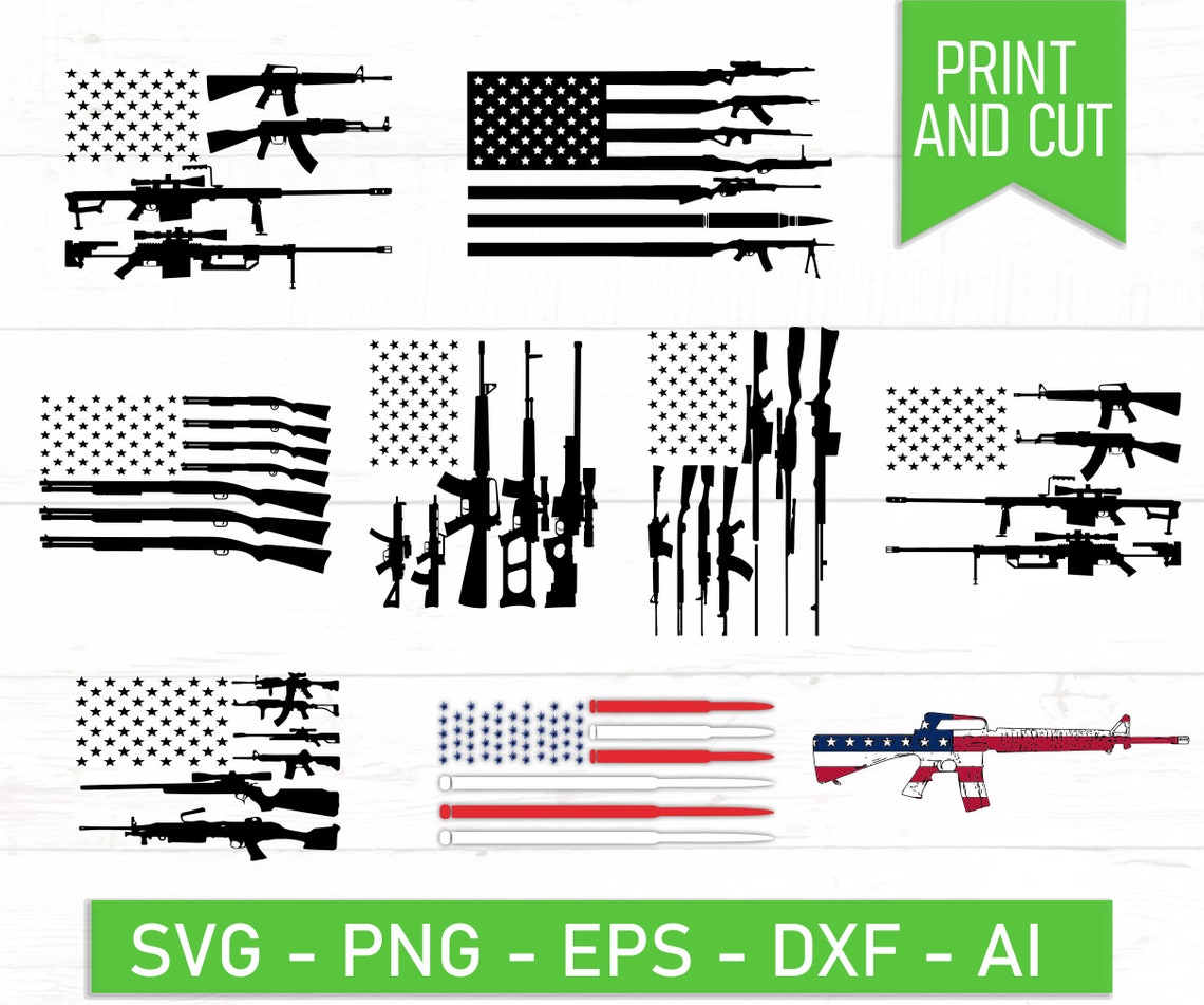 Guns Flag Svg, Gun Rifles American Flag Svg, 2nd Amendment Svg ...