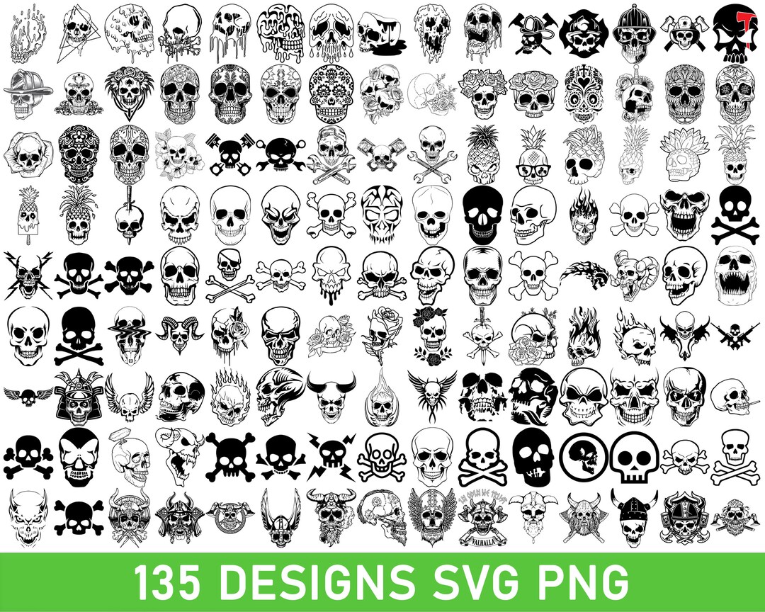 135 Skull SVG Bundle, Eps, Dxf, Ai, Png, Files for Cricut - Etsy