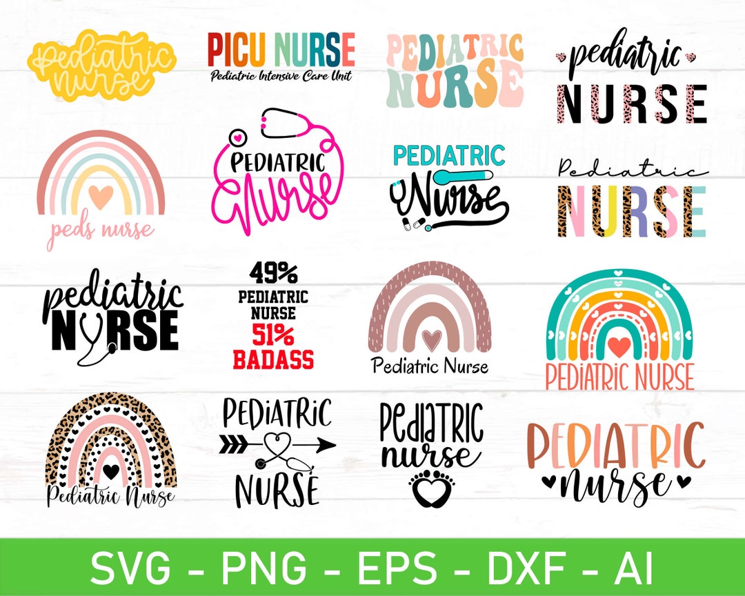 Pediatric Nurse SVG Bundle, Pediatric Nurse Rainbow Svg, Pediatric ...