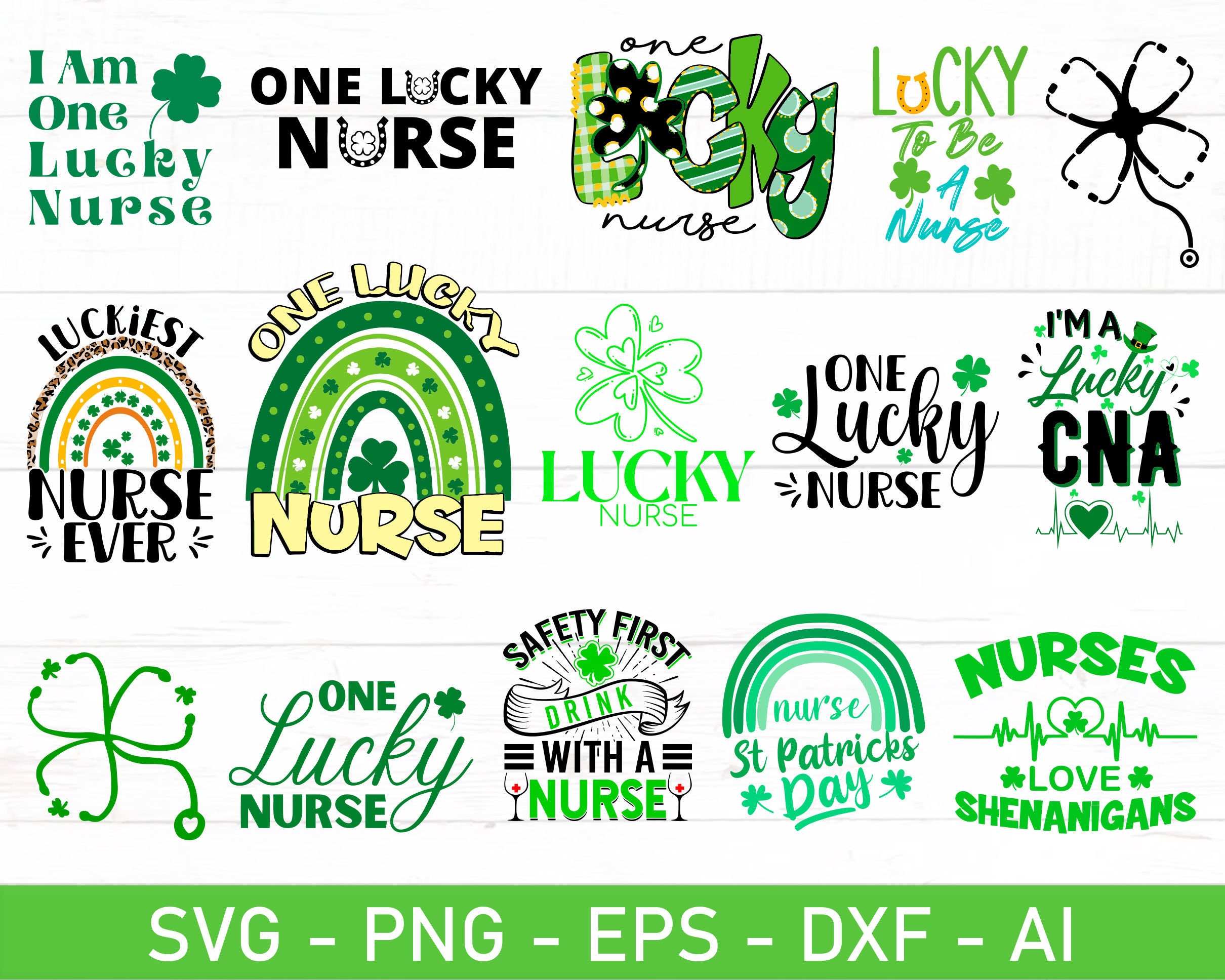 Nurse St. Patrick's Day Svg Bundle, One Lucky Nurse Svg, St. Patrick ...