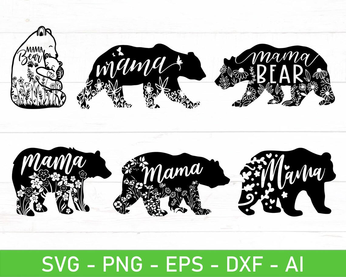 Mama Bear Flowers Svg Mama Bear Svg Bundle Floral Mama Bear - Etsy