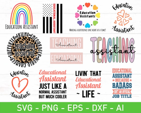 Educational Assistant SVG Bundle Teaching Assistant Svg Eps - Etsy