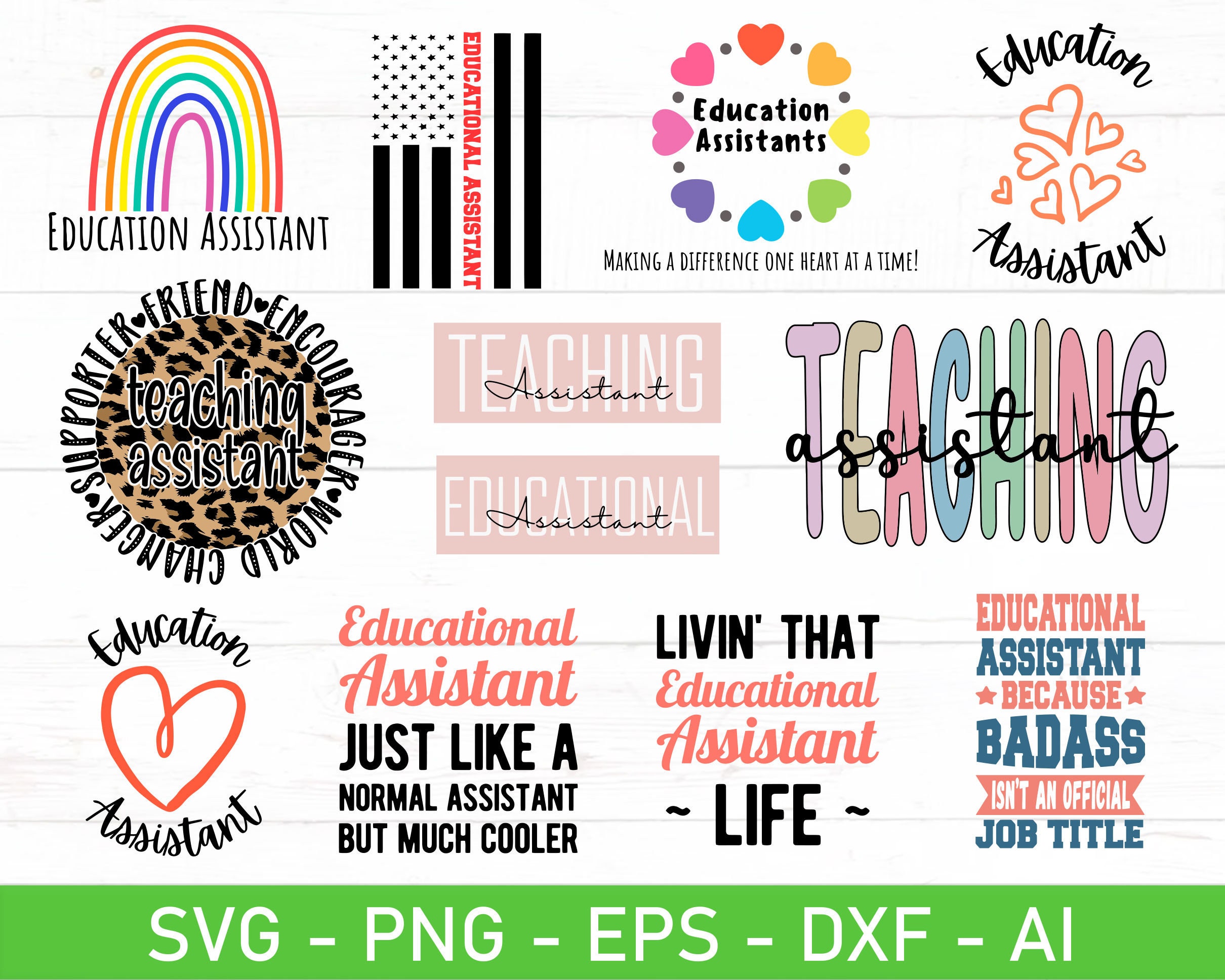 Educational Assistant SVG Bundle, Teaching Assistant Svg, Eps, Dxf, Ai ...