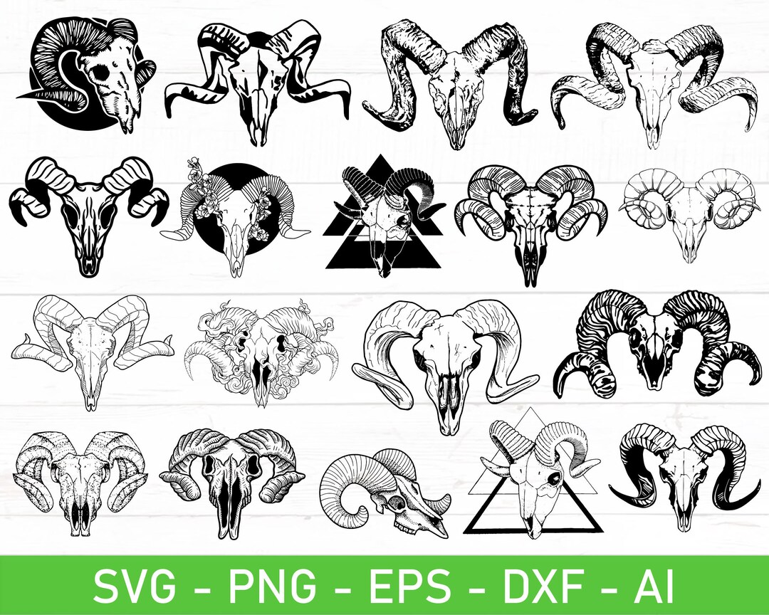 Ram Skull Svg Bundle, Eps, Dxf, Ai, Png, Files for Cricut - Etsy