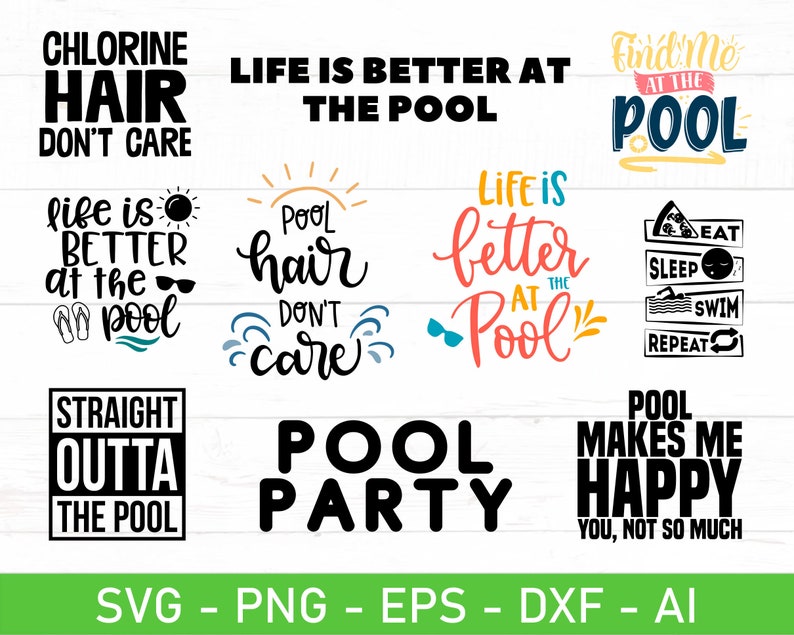 Pool Quotes SVG Bundle Pool Sayings Svg Life is Better by - Etsy