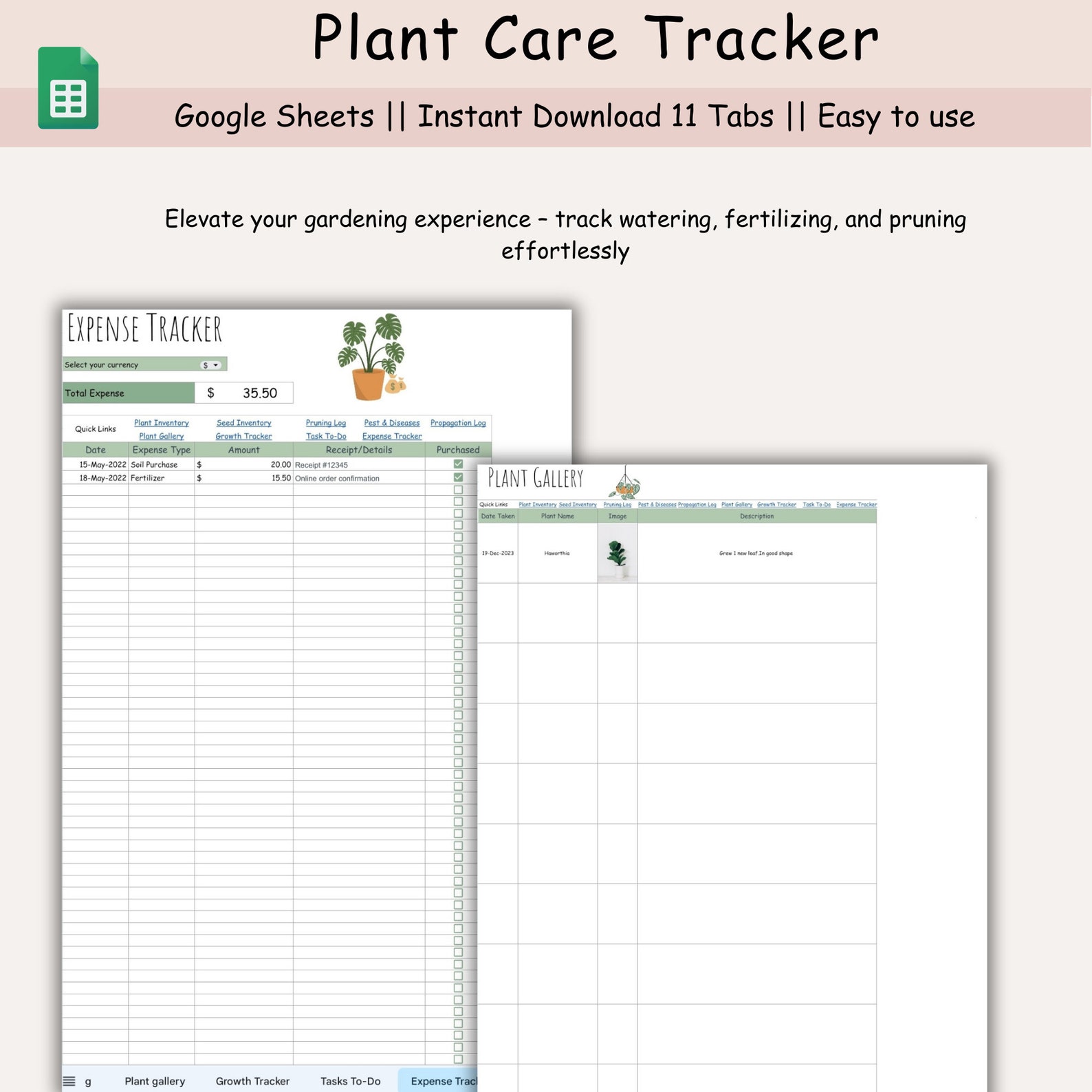 Garden Planner Google Sheet House Plant Tracker Herb Garden Planner ...