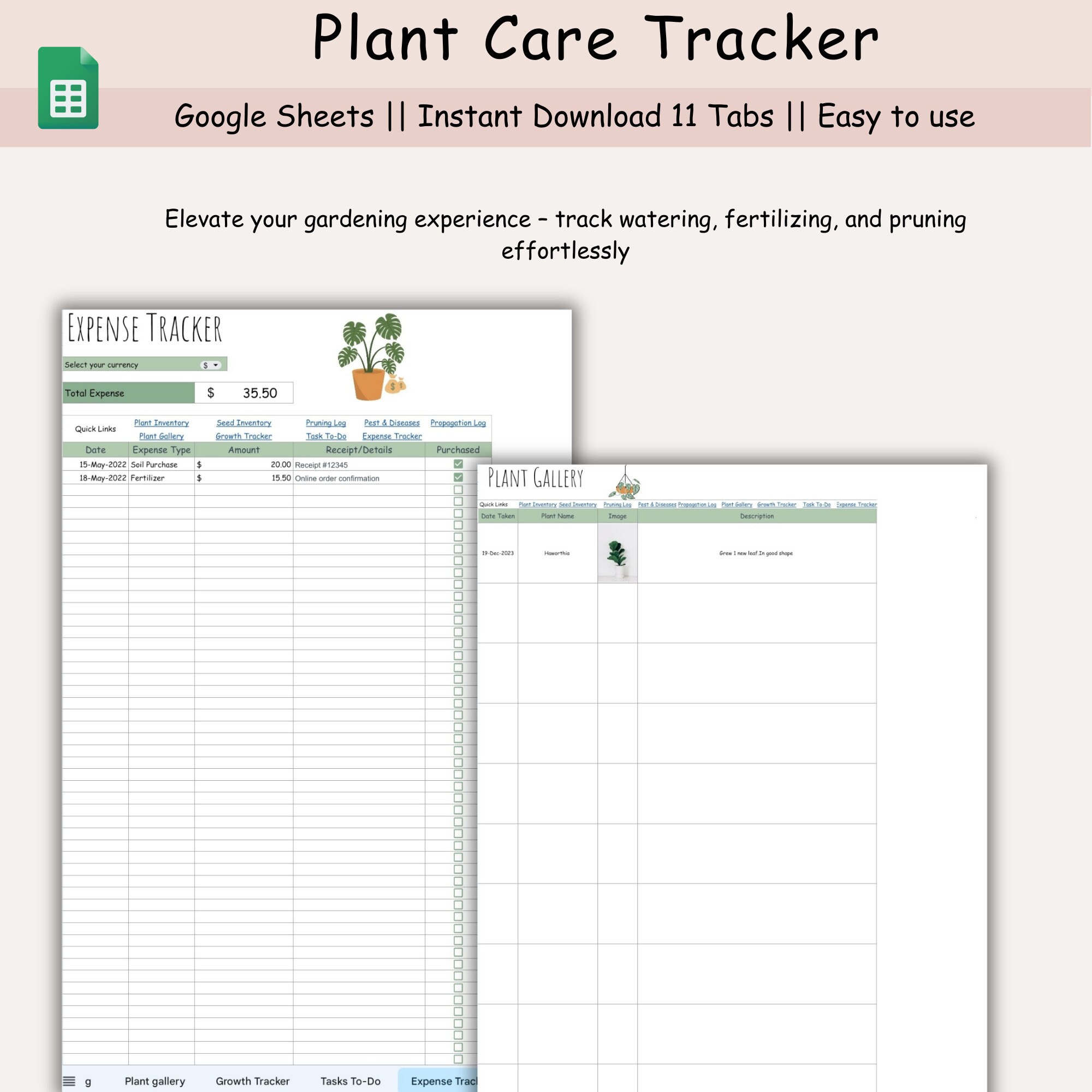 Garden Planner Google Sheet House Plant Tracker Herb Garden Planner ...