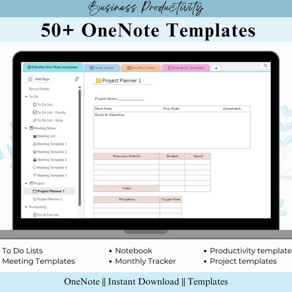 Onenote Templates - Etsy