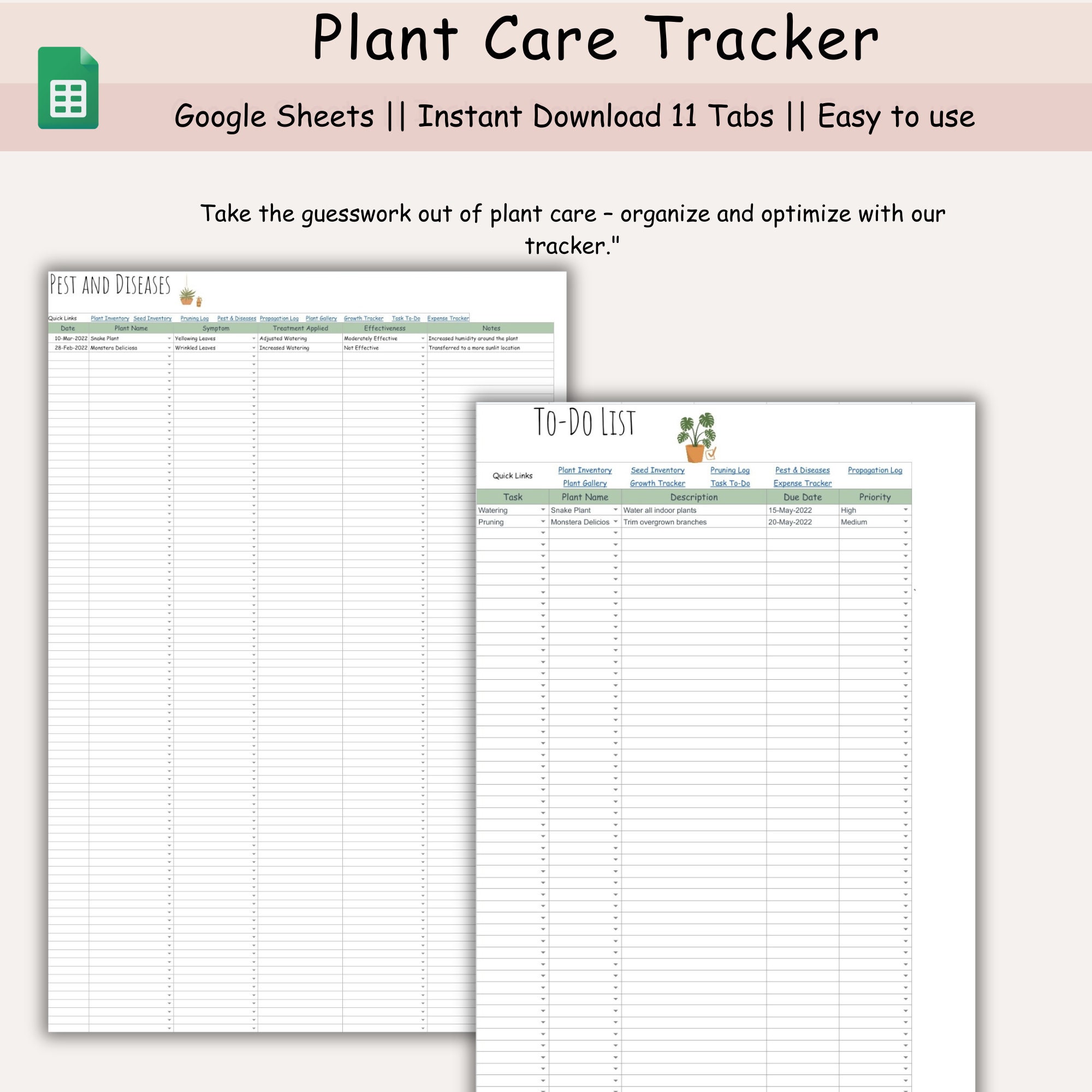 Garden Planner Google Sheet House Plant Tracker Herb Garden Planner ...