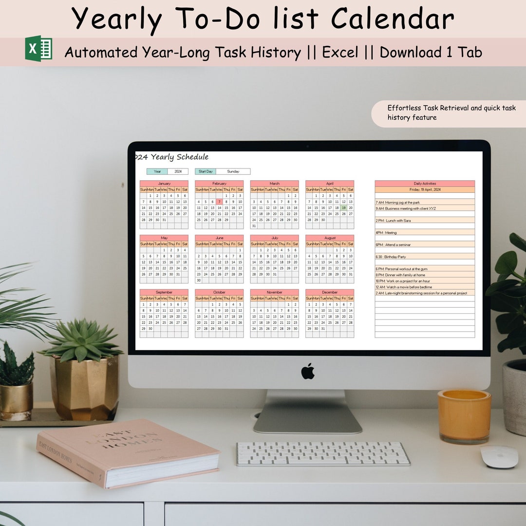 2024 Calendar Excel Template to Do List Spreadsheet Digital Calendar ...