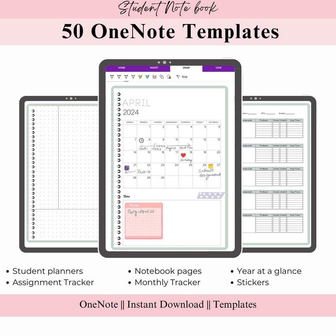 Onenote Template for Students One Note College Planner, Android Planner ...