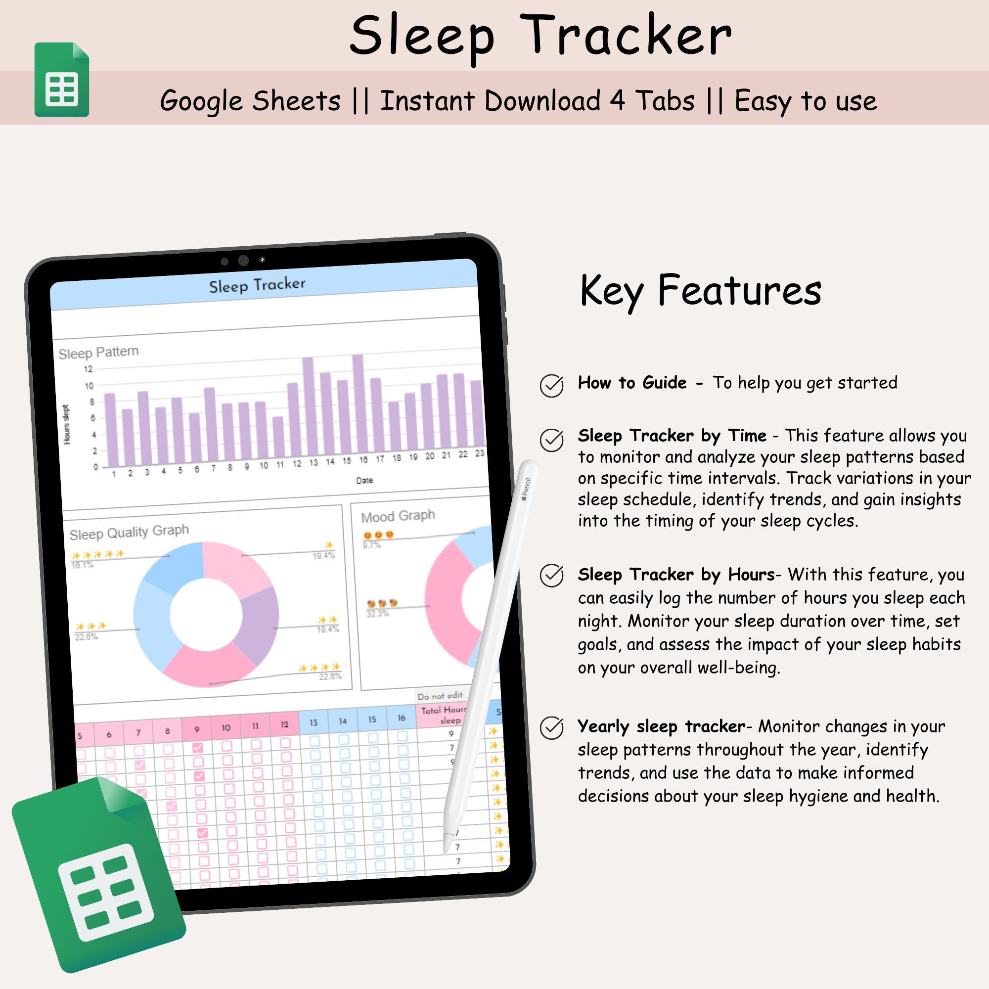 Sleep Tracker Spreadsheet Yearly Sleep Tracker Monthly Sleep Diary ...