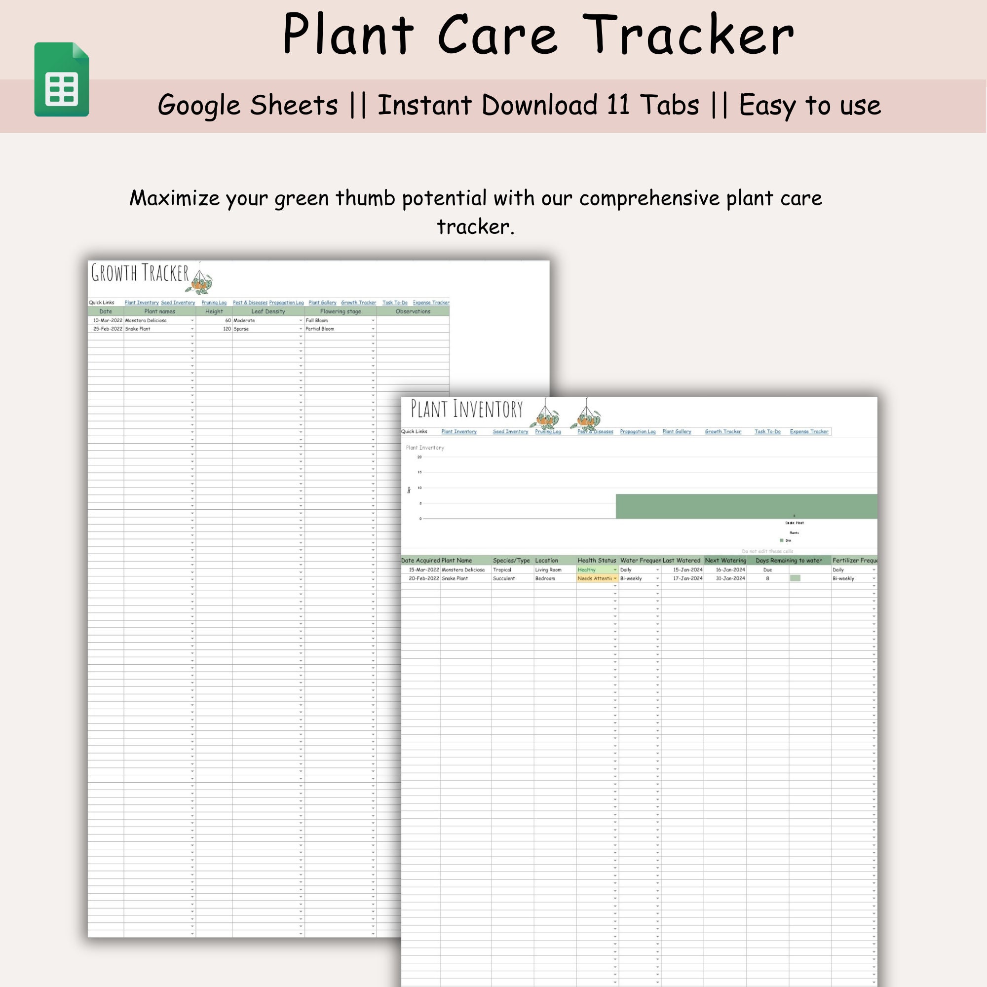 Garden Planner Google Sheet House Plant Tracker Herb Garden Planner ...