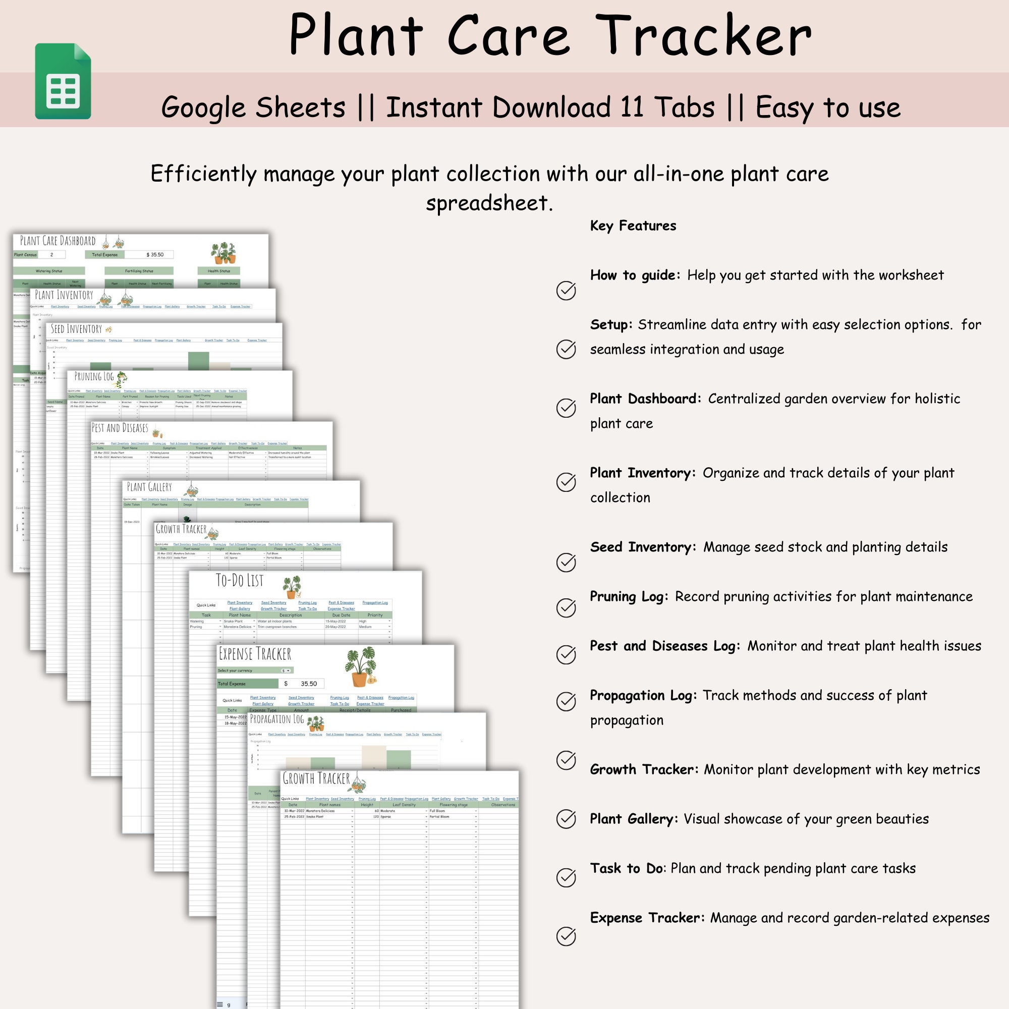 Garden Planner Google Sheet House Plant Tracker Herb Garden Planner ...