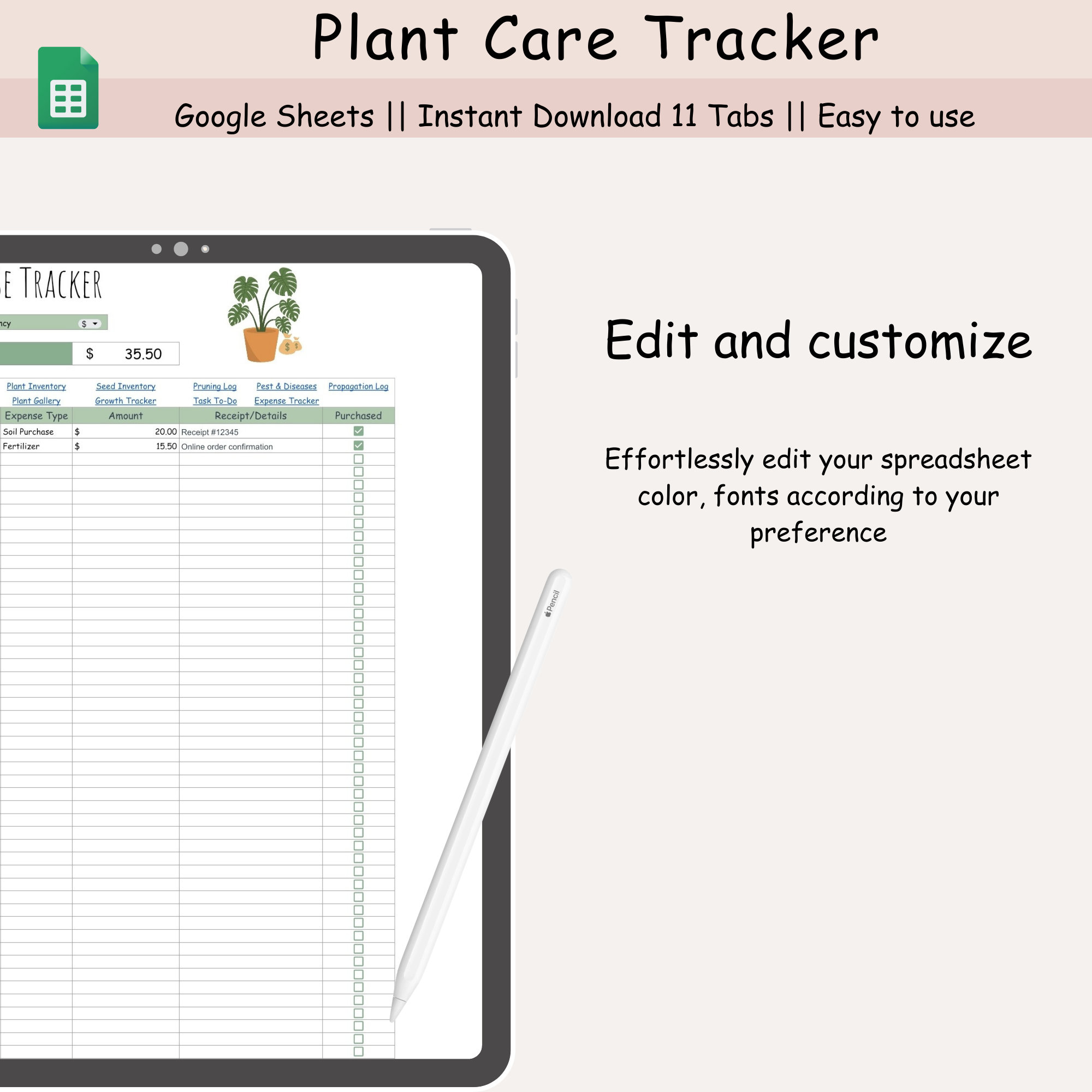 Garden Planner Google Sheet House Plant Tracker Herb Garden Planner ...