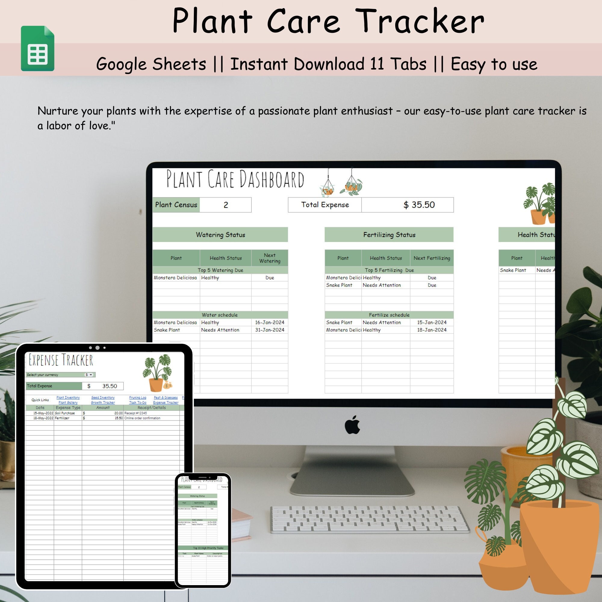 Garden Planner Google Sheet House Plant Tracker Herb Garden Planner ...