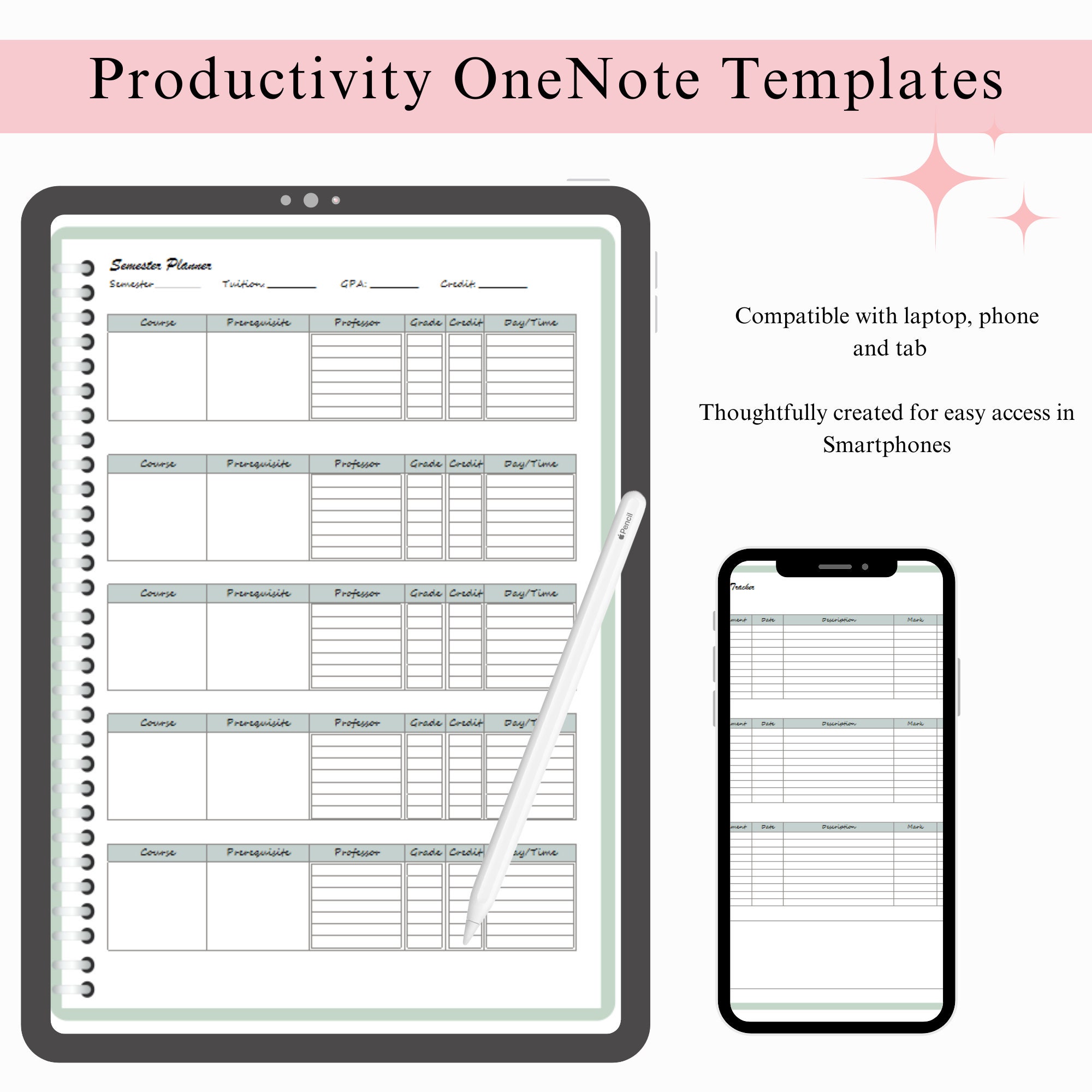 Onenote Template for Students One Note College Planner, Android Planner ...