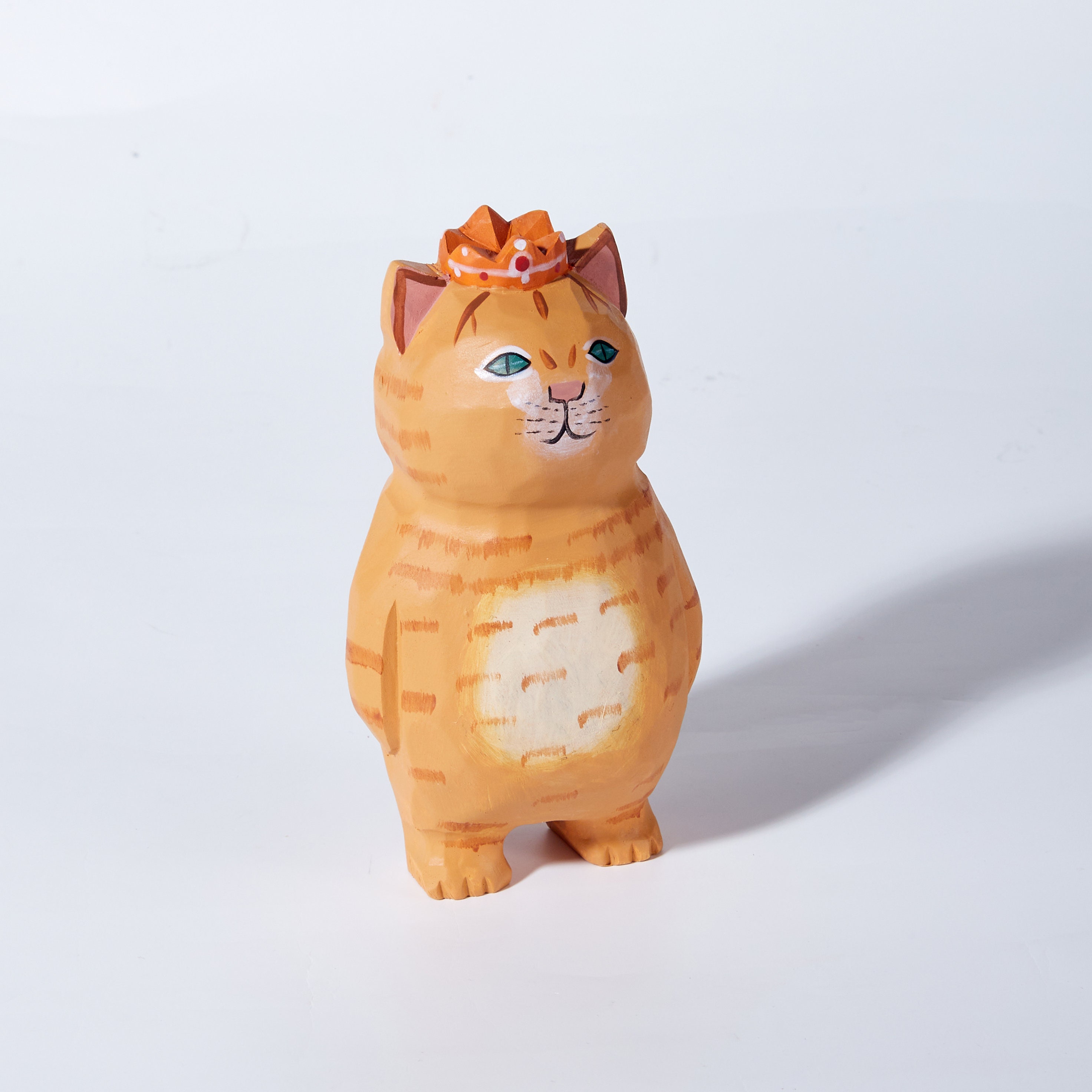 Roro Hand-carved Ginger Cat Wooden Figurines Wooden Animal Home Decor ...