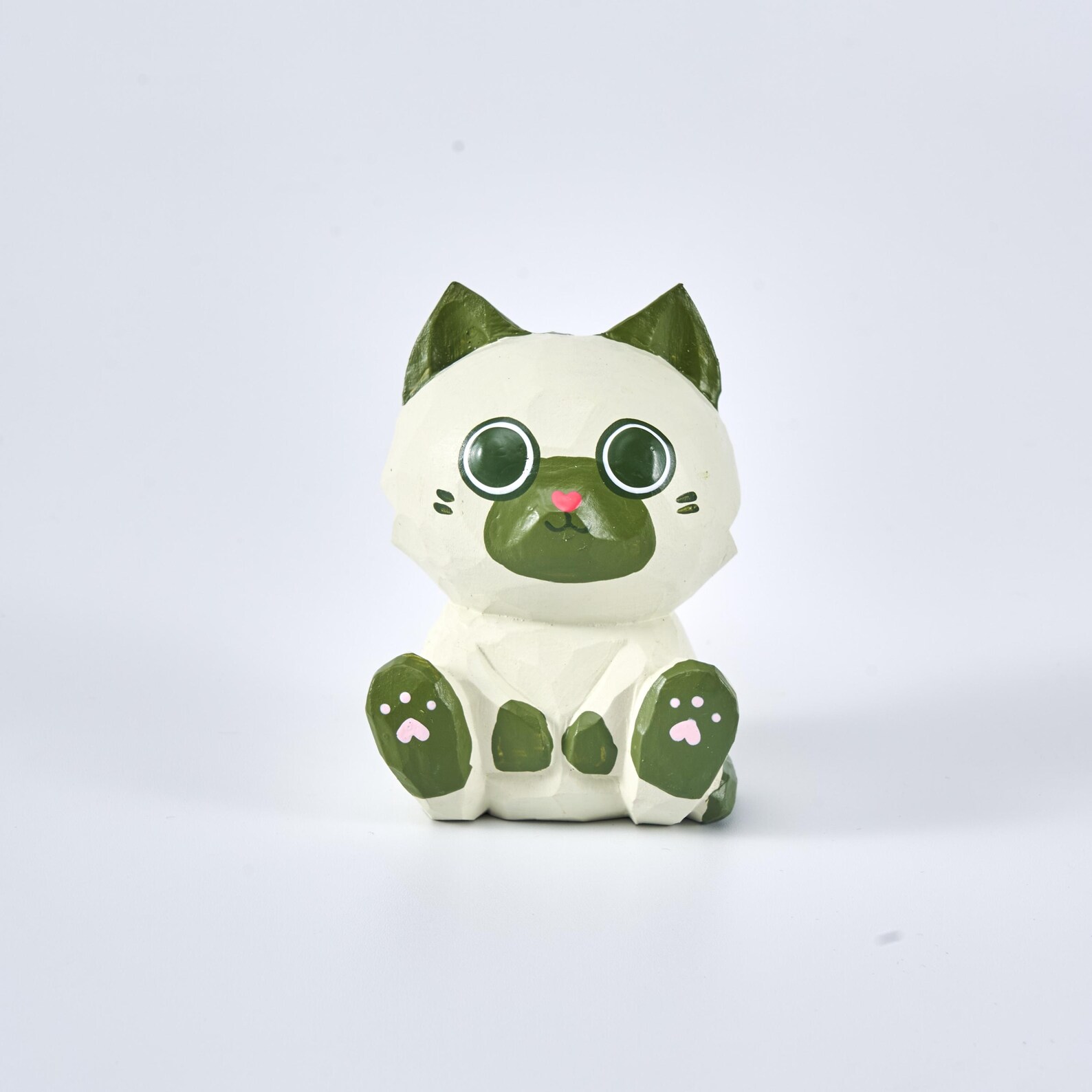 Chai Cat Carved Wooden Cat With Healing and Growth, Wooden Figurine ...