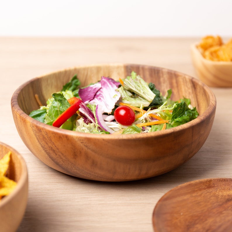 Japanese Acacia Wooden Bowl, Round Bowl, Fruit Plate Rustic Bowls ...