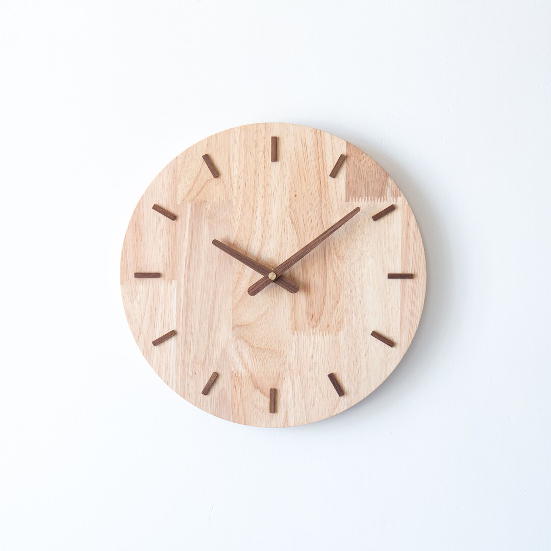 Handmade Rubberwood Artisan Clock, Wooden Clock Wall Decor, Wooden ...