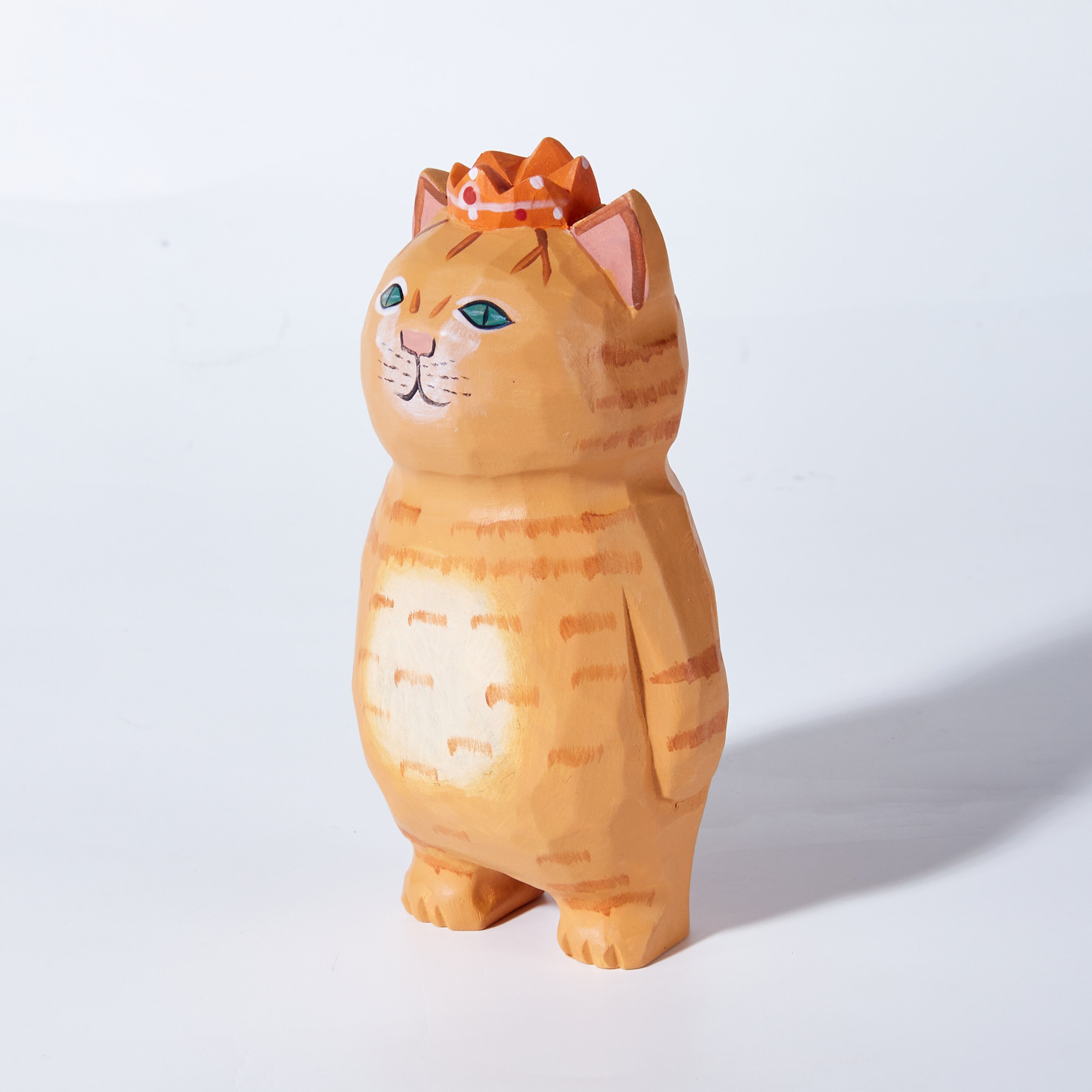 Roro Hand-carved Ginger Cat Wooden Figurines Wooden Animal Home Decor ...