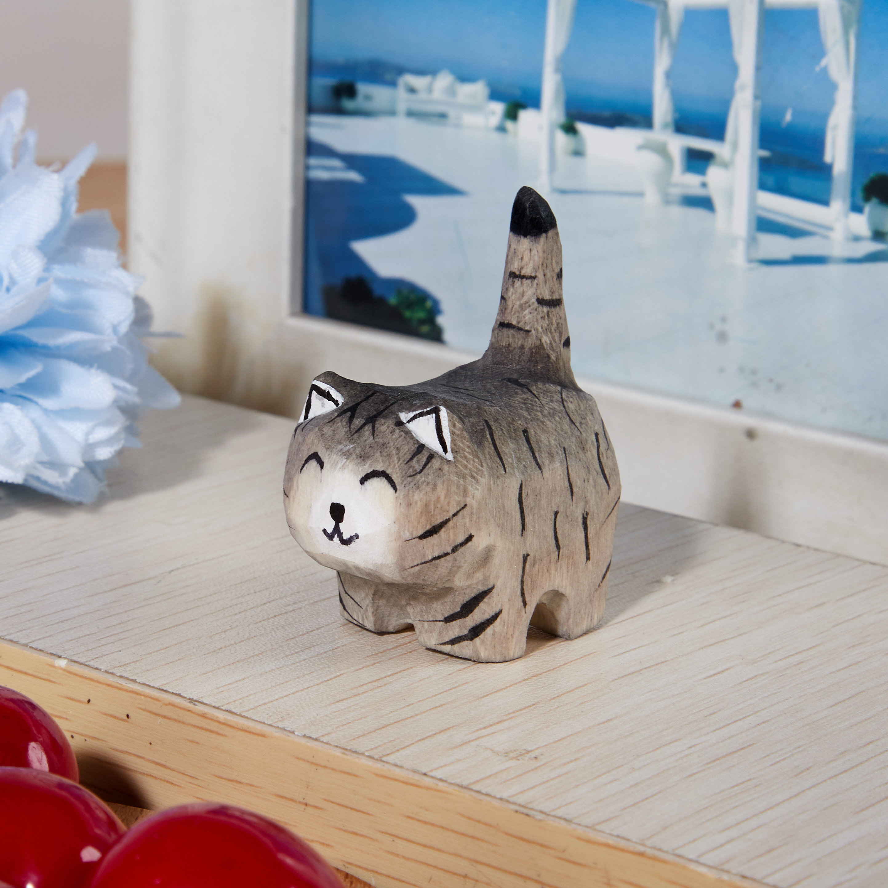 Sami Hand-carved Wooden Cat Wooden Figurines Wooden Animal Home Decor ...