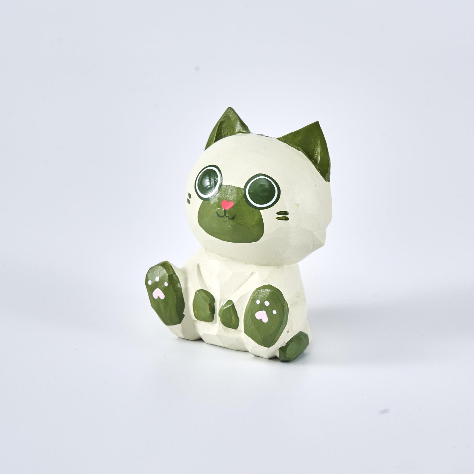 Chai Cat Carved Wooden Cat With Healing and Growth, Wooden Figurine ...