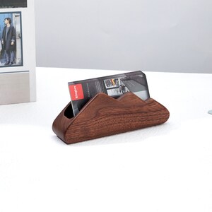 Mokusei Handcrafted Wooden Name Card Place Holder: Business Card Holder ...