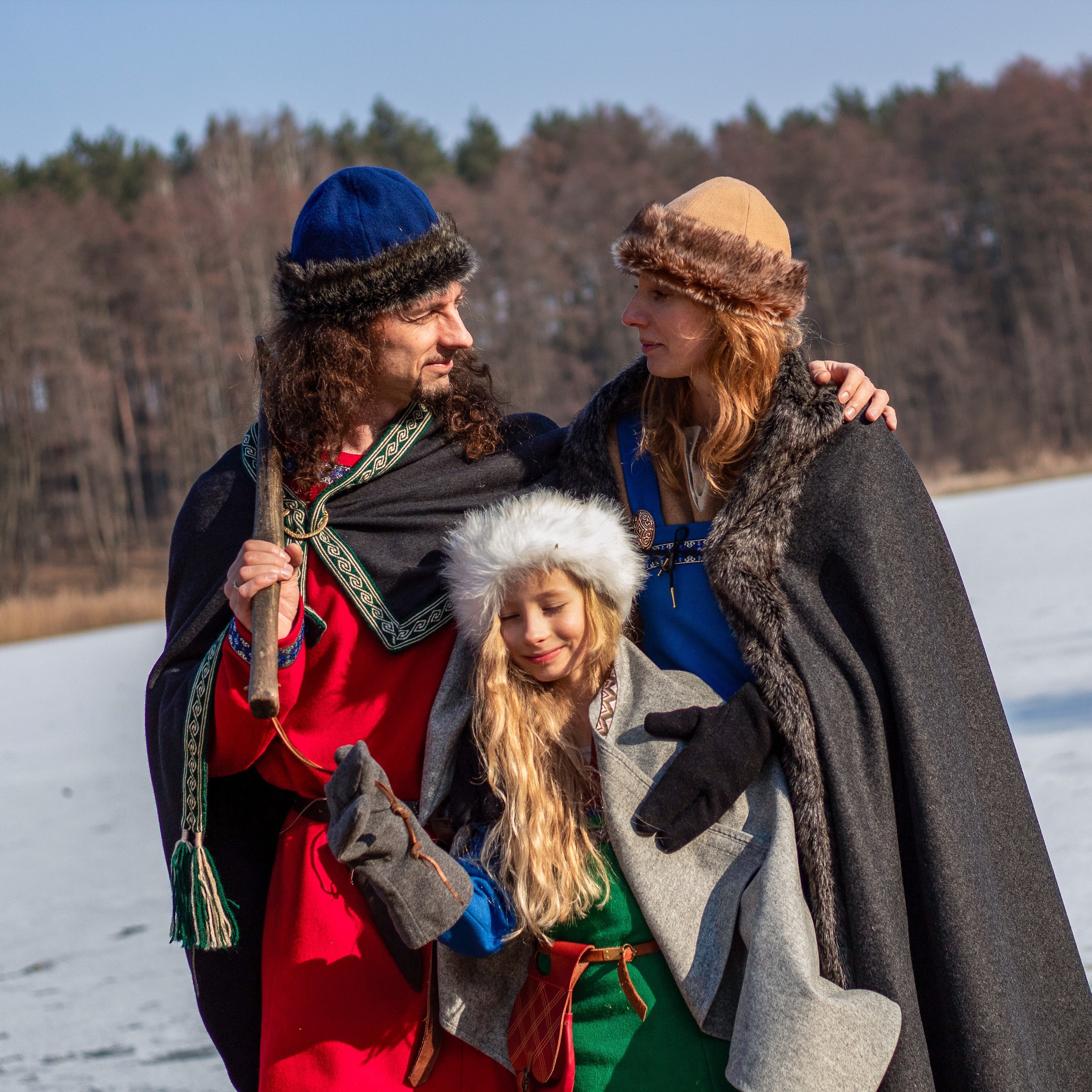 Early Medieval Round Birka Hat - Wool & Natural Fur Trim - Handmade ...