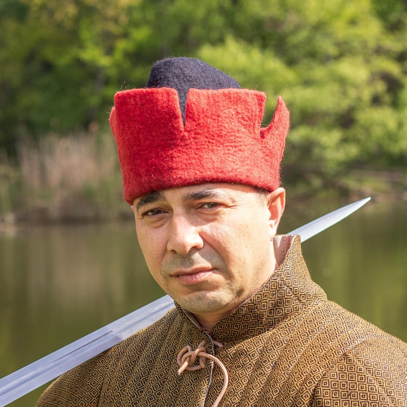 Medieval Felt Hat Crown – Two-tone Hand-felted Wool Cap - Authentic ...