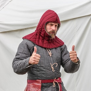 Medieval Padded Hood for Helmet, Chainmail - Oeko-tex Linen Arming Cap ...