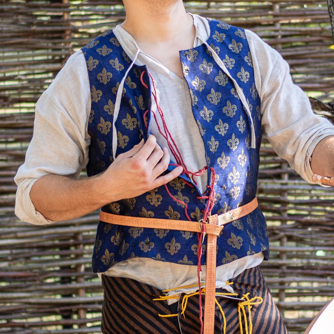 Patterned Vest in Lilies - Brocade - Medieval Inspired Waistcoat for ...