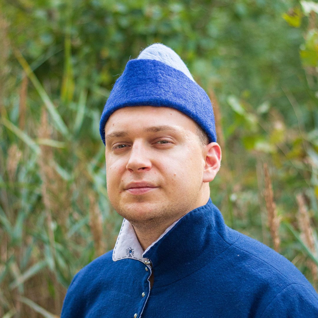 Medieval Felt Hat Digory - Bicolor Medieval Headwear - Wool Cap ...