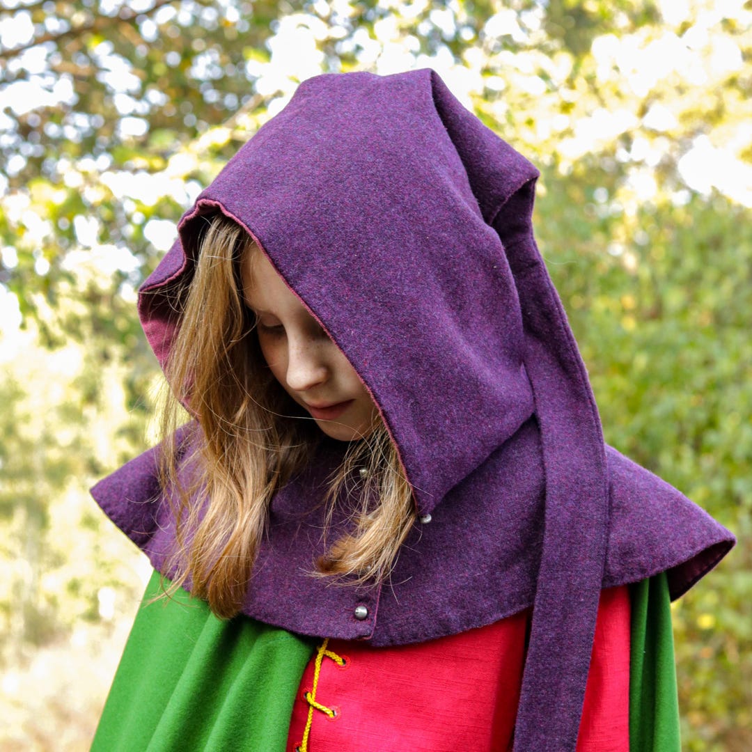 Liripipe Hood With Buttons for Children Woolen Cowl 14th & 15th Century ...