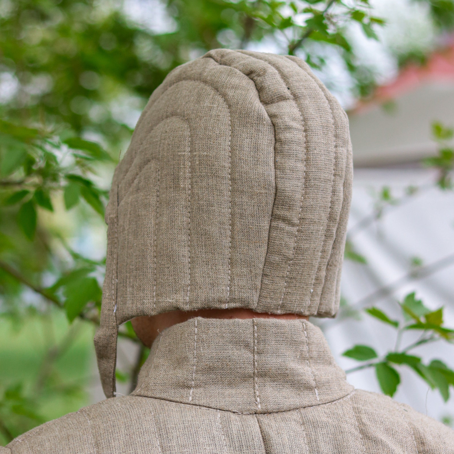 Linen Padded Coif - Medieval Arming Cap for Helmet - Quilted Head ...