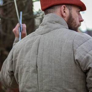 FG Gambeson Natural Linen Medieval Padded Armor 15th Century Long ...