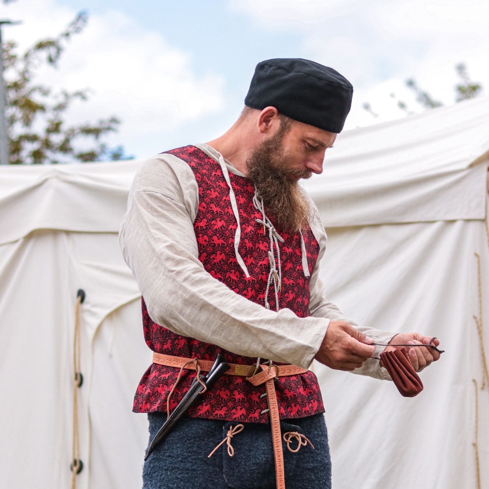 Patterned Vest - 100% Linen - Medieval Waistcoat for Men - Charles De ...