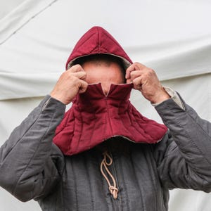 Medieval Padded Hood for Helmet, Chainmail - Oeko-tex Linen Arming Cap ...