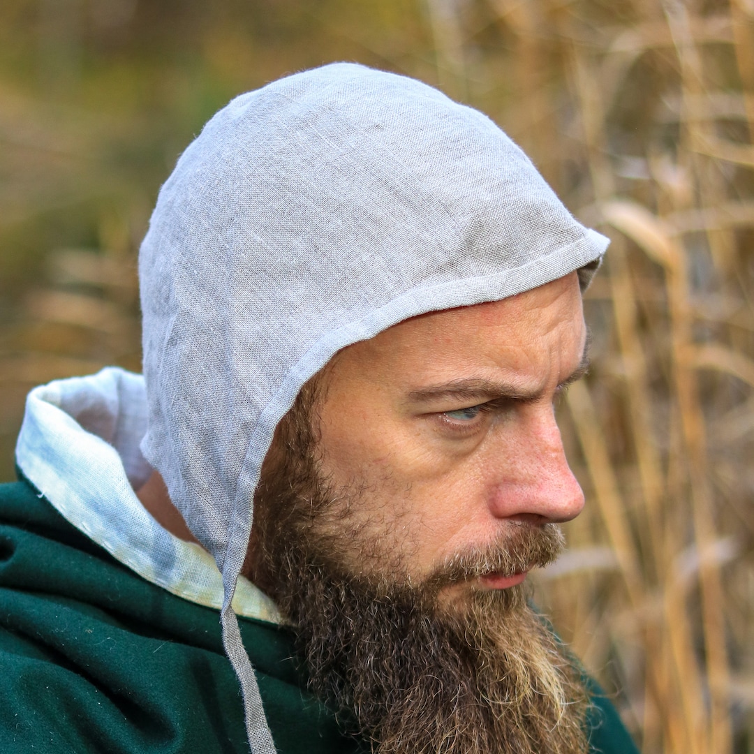 Linen Coif - Medieval Headwear for Men - Reenactment & LARP Cap ...