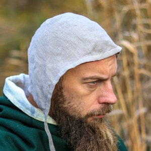Linen Coif - Medieval Headwear for Men - Reenactment & LARP Cap ...
