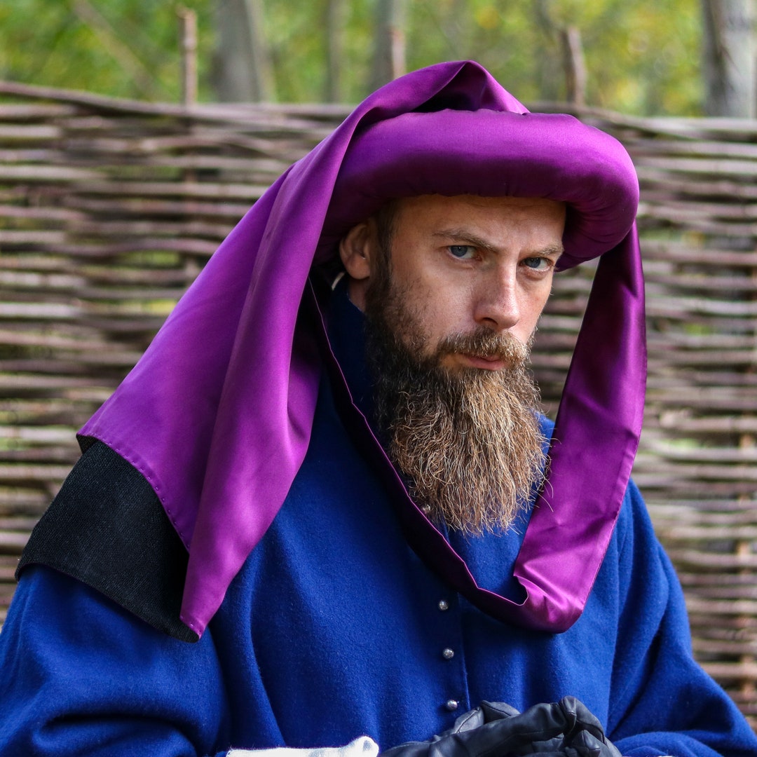 Luxurious Silk Chaperon Natural Fabrics Medieval Headwear for Men ...