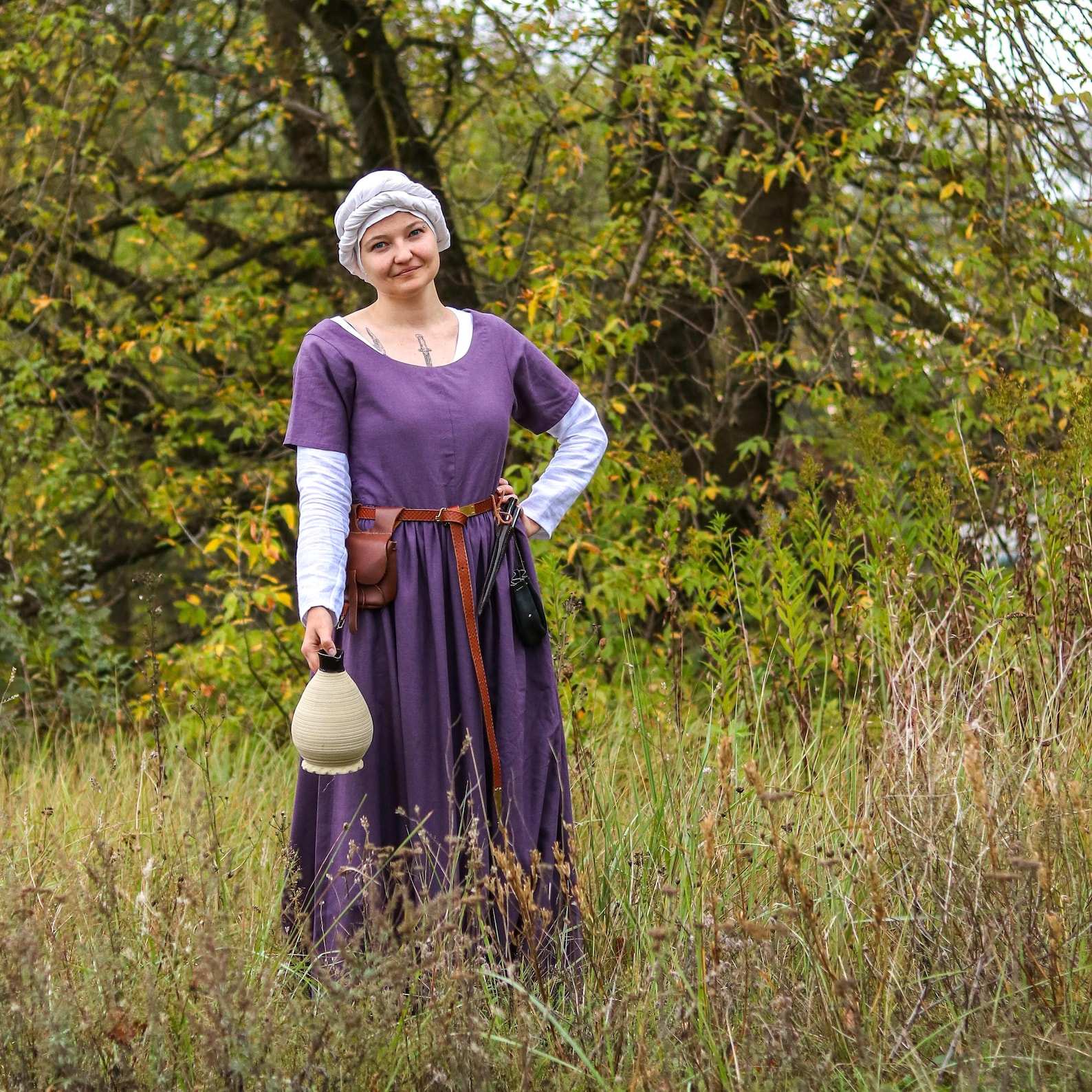 Cotte Simple Eve - 100% Linen - Work & Everyday Medieval Kirtle - Short ...