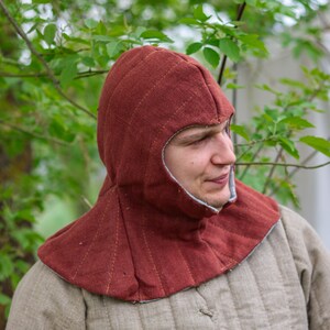Medieval Padded Hood for Helmet, Chainmail - Linen Arming Cap for ...