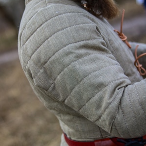 FG Gambeson Natural Linen Medieval Padded Armor 15th Century Long ...